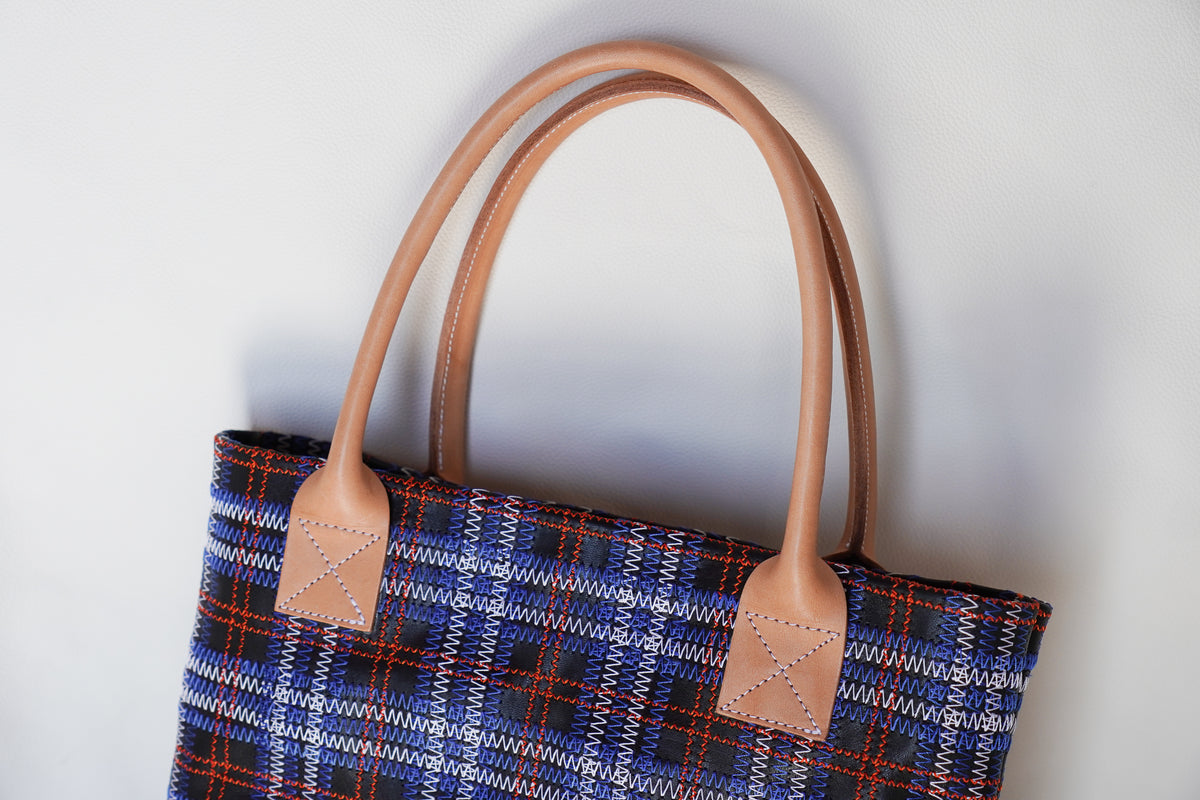 Checkered Leather Tote – RECOUTURE Online Store